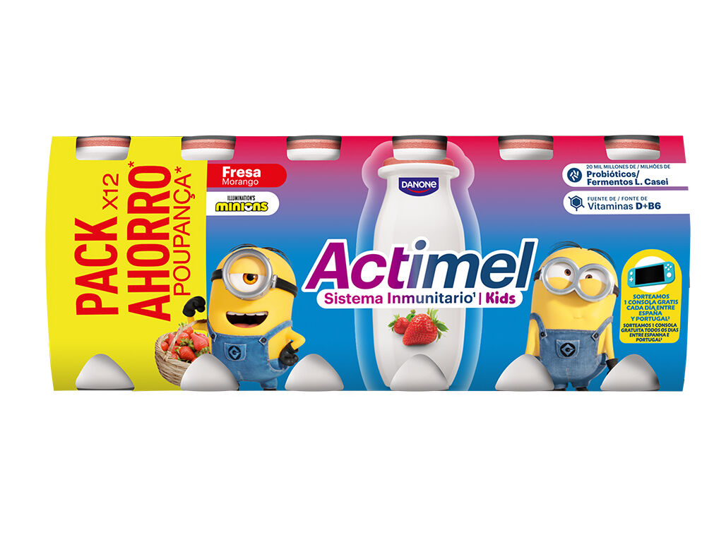 Iogurte Actimel Infantil Morango 12x100g | Auchan