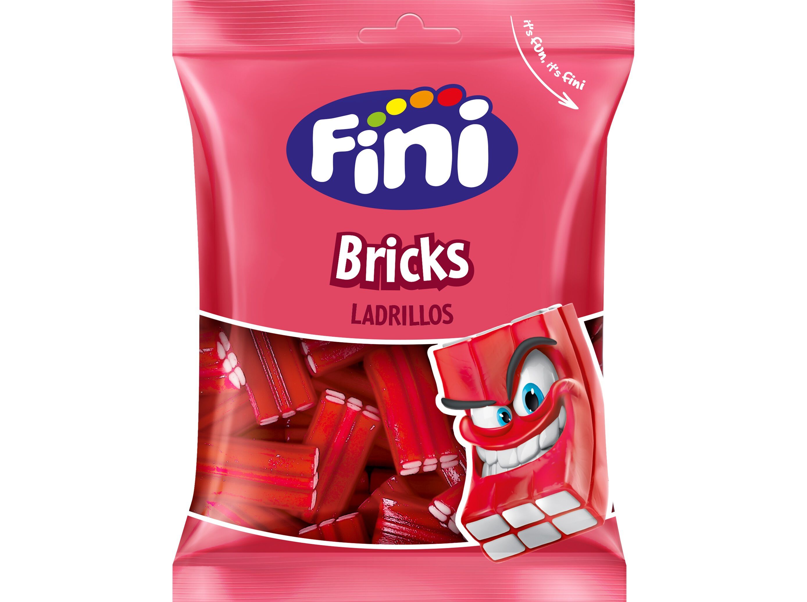 Gomas Fini Tijolos Morango Brilho 90g | Auchan