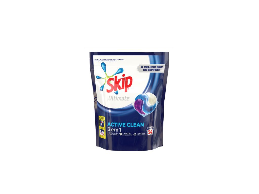 Detergente Skip Máquina Roupa Cápsulas Trio Active Clean 54 Doses | Auchan