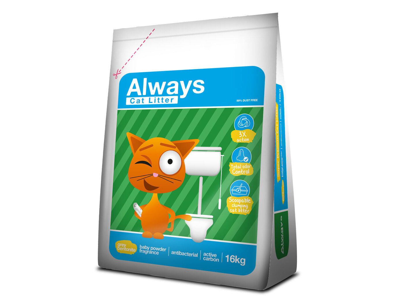 Areia Para Gato Always 3x Action 16kg | Auchan