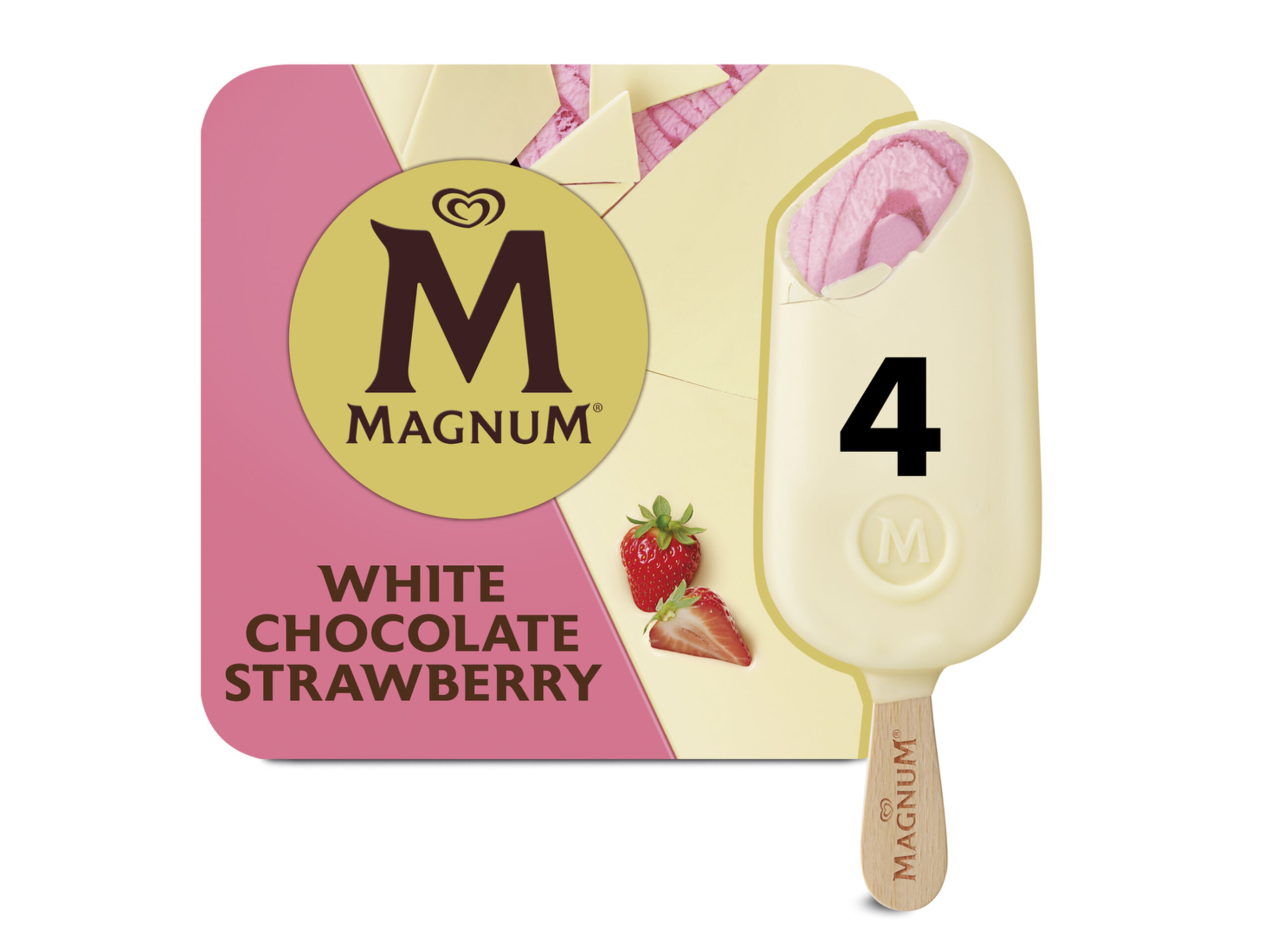 Gelado Magnum Choco Branco & Morango 4x100ml | Auchan