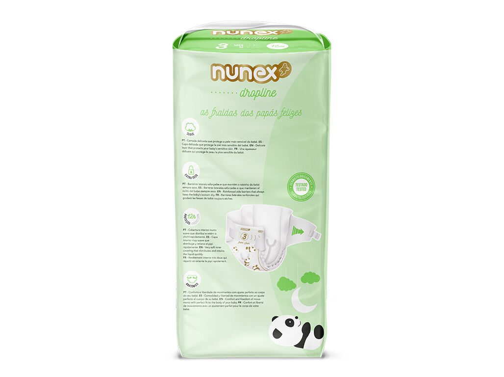 Fralda Nunex Dropline T3 4-10kg 72un | Auchan