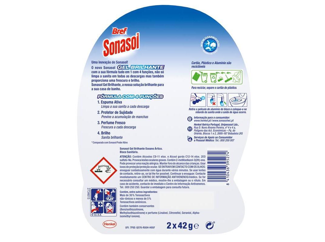 Bloco Sanitário Bref Sonasol Gel Oceano Ártico 2x42g | Auchan