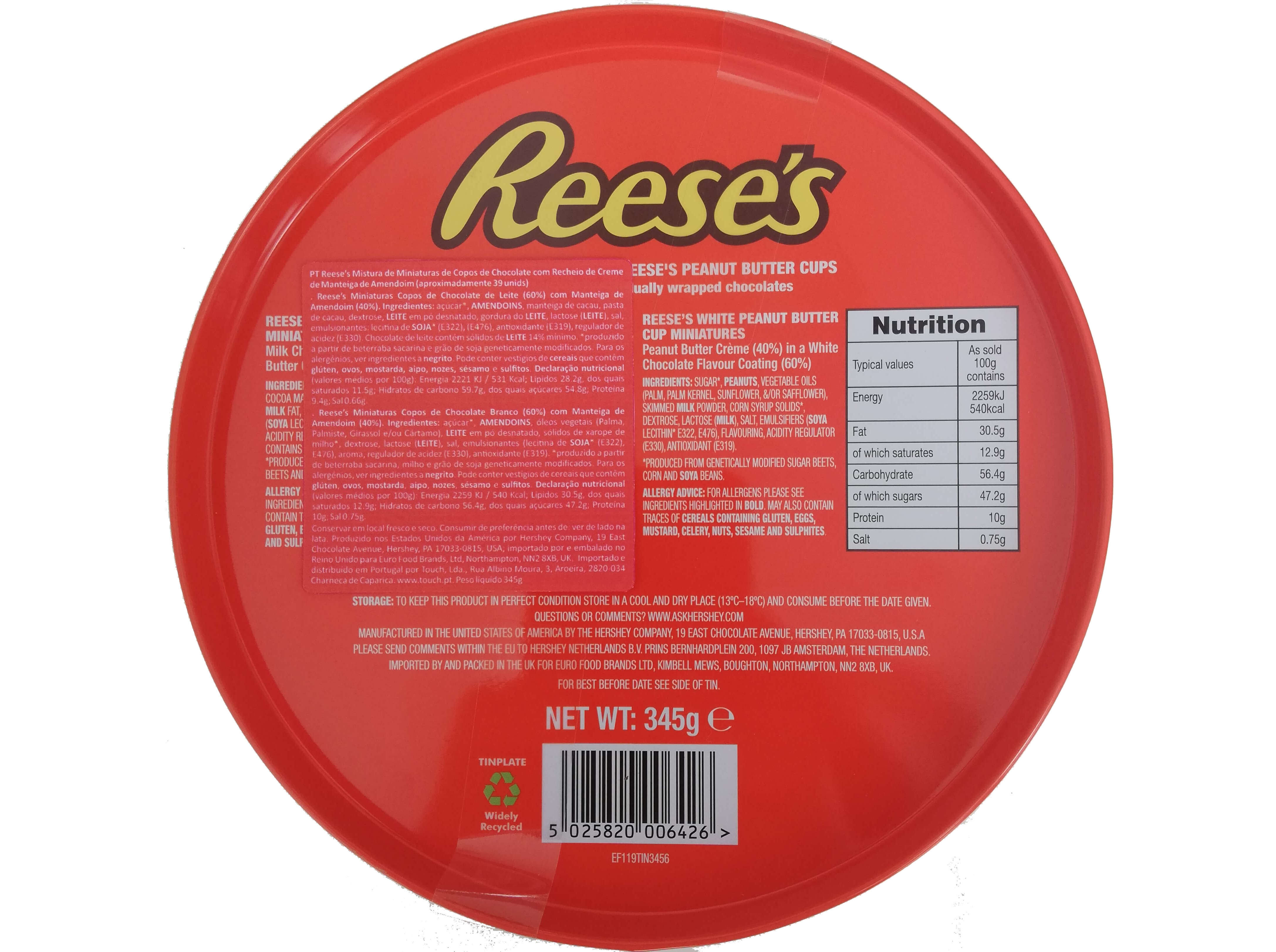 Chocolate Reese's Mini Cups Sortidos Lata 345g | Auchan