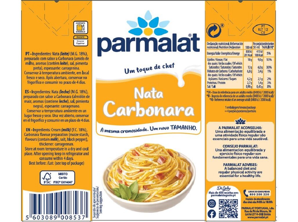 Natas Uht Culinária Parmalat Carbonara 500ml | Auchan