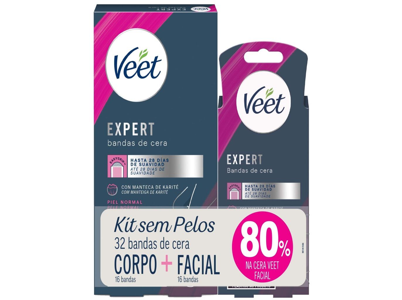 Bandas Cera Veet Pack Corpo E Rosto 2x16un | Auchan