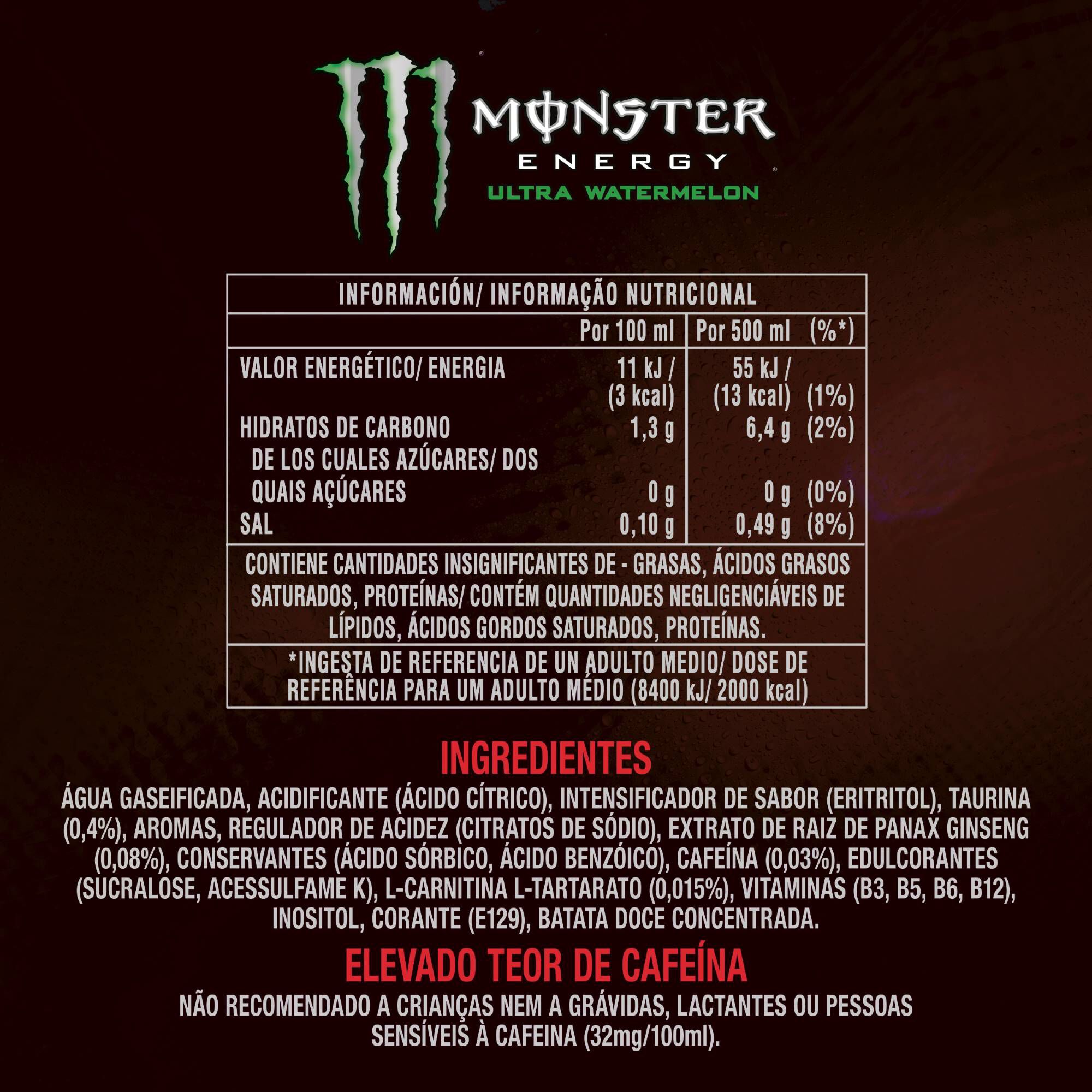 Bebida Energética Monster Ultra Watermelon 0.50l | Auchan