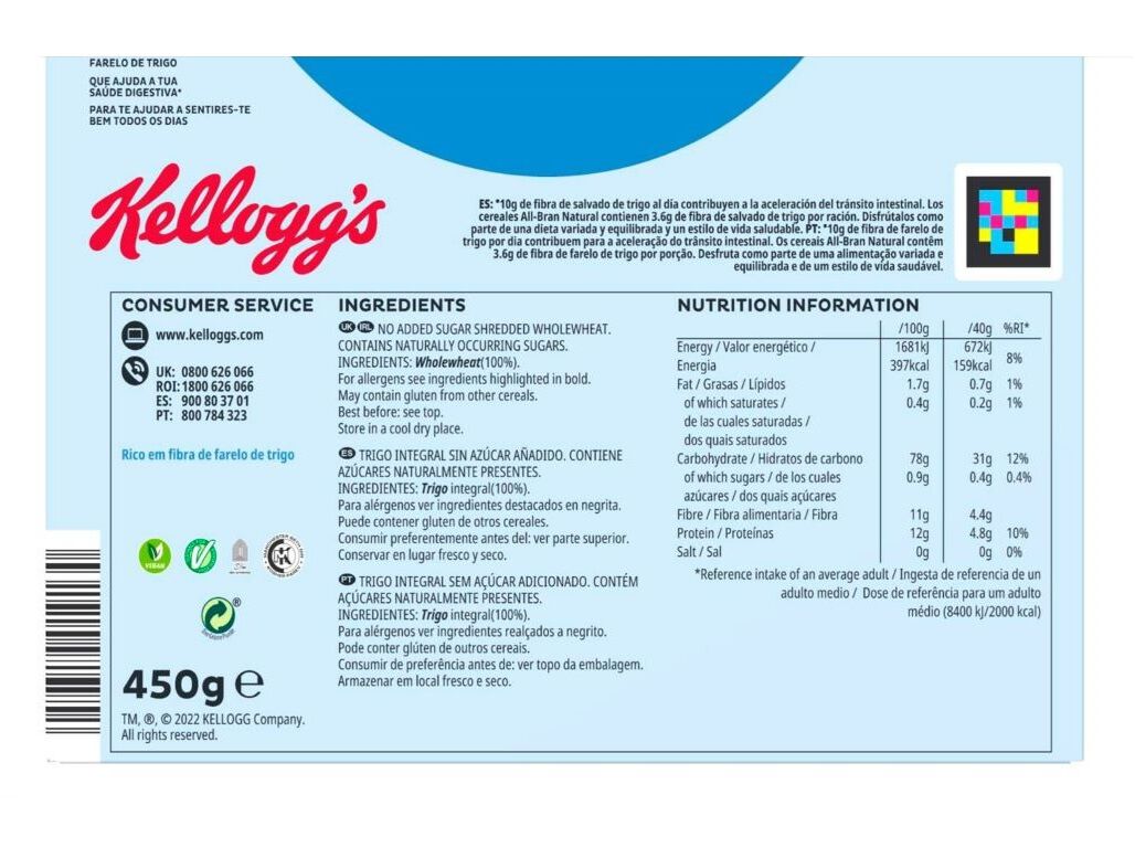 Cereais Kellogg's All Bran Natural 450 G | Auchan
