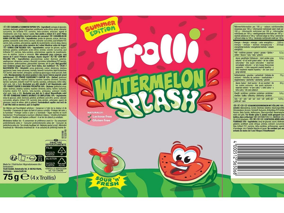 Gomas Trolli Watermelon Splash 75g | Auchan