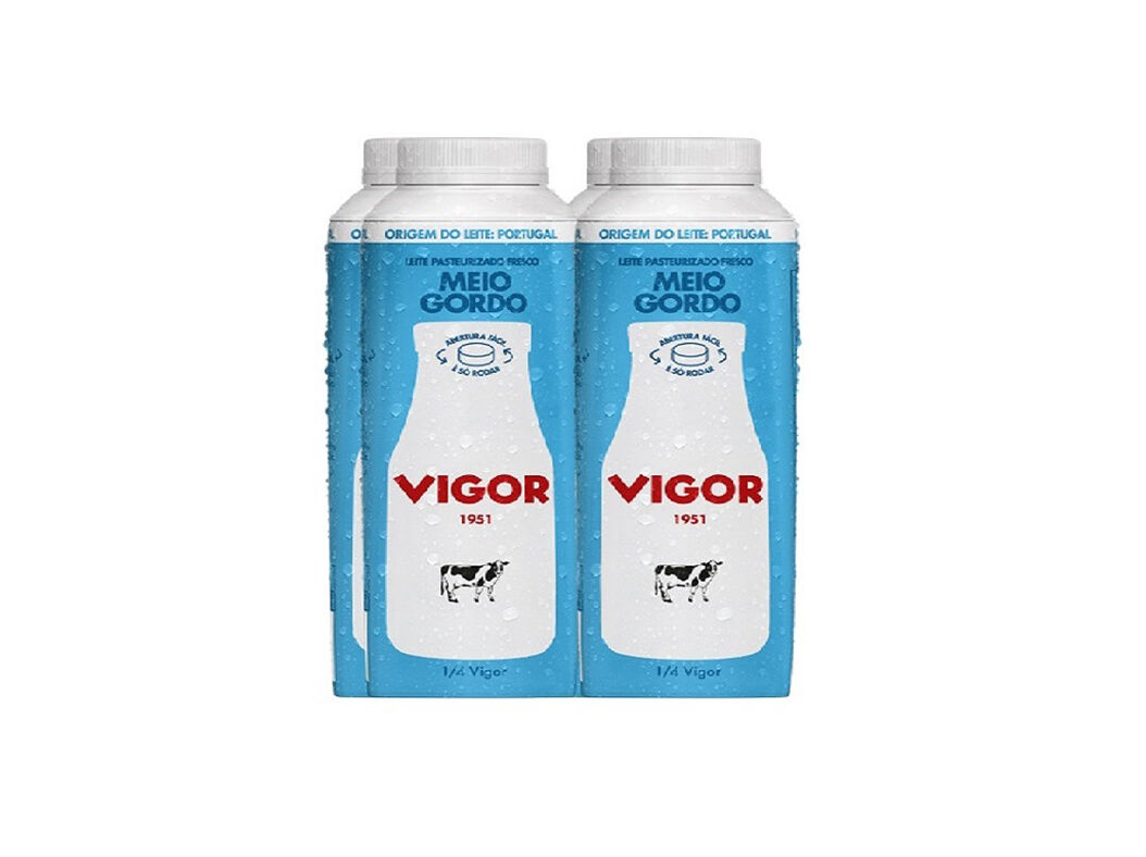 Leite Vigor Pasteurizado Meio Gordo 4x250ml | Auchan