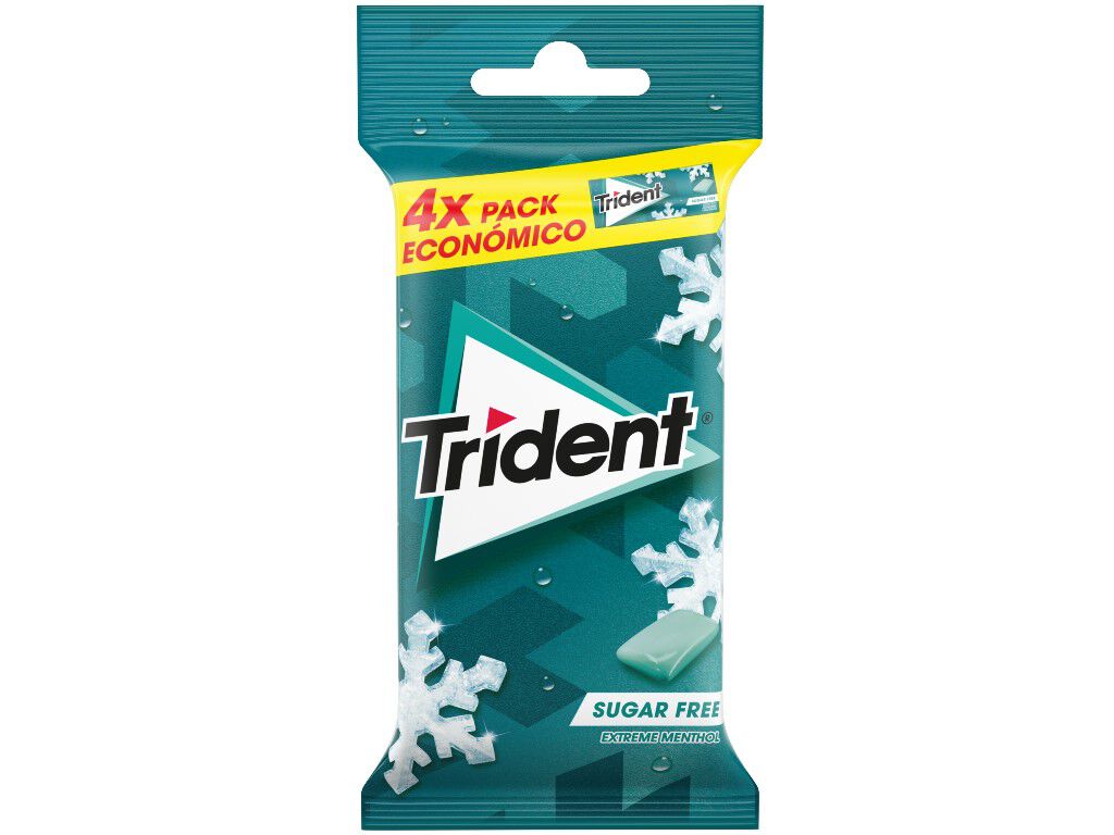 Pastilhas Trident Elásticas Sem Açúcar Extra Menthol Mtp 4x14.5g | Auchan