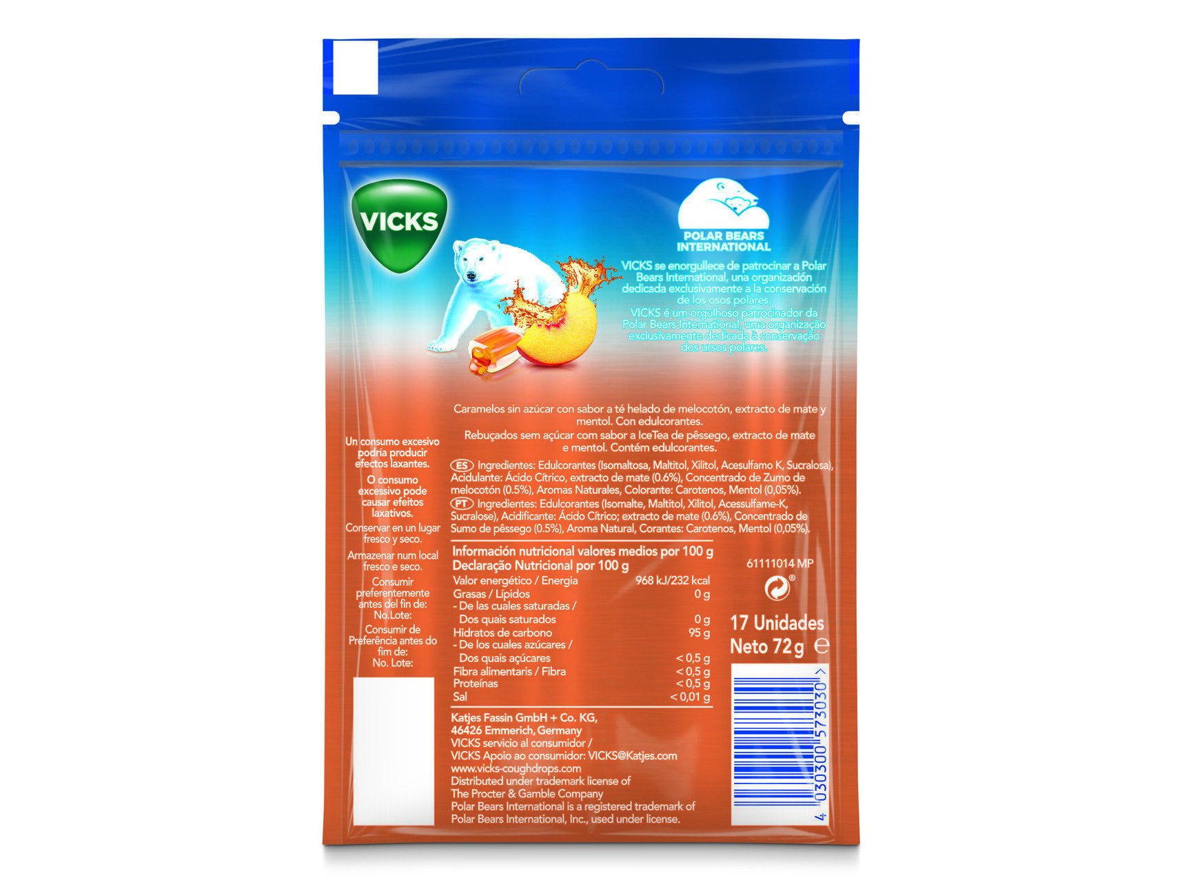 Rebuçados Vicks Ice Tea Pêssego 72 G | Auchan