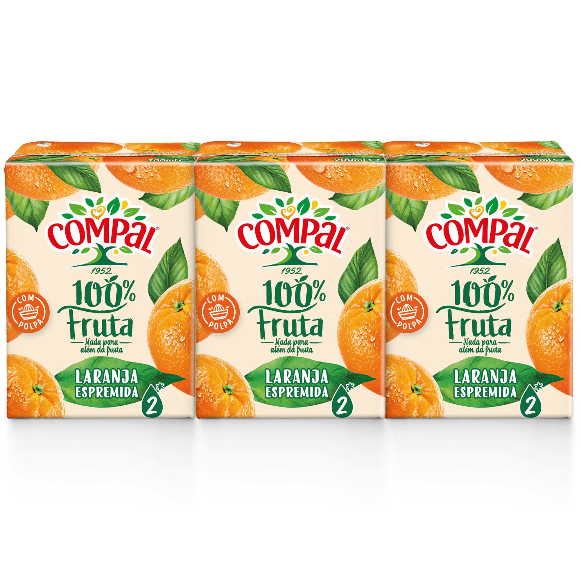 Sumo Compal 100% Laranja Espremida 3x0.20l | Auchan
