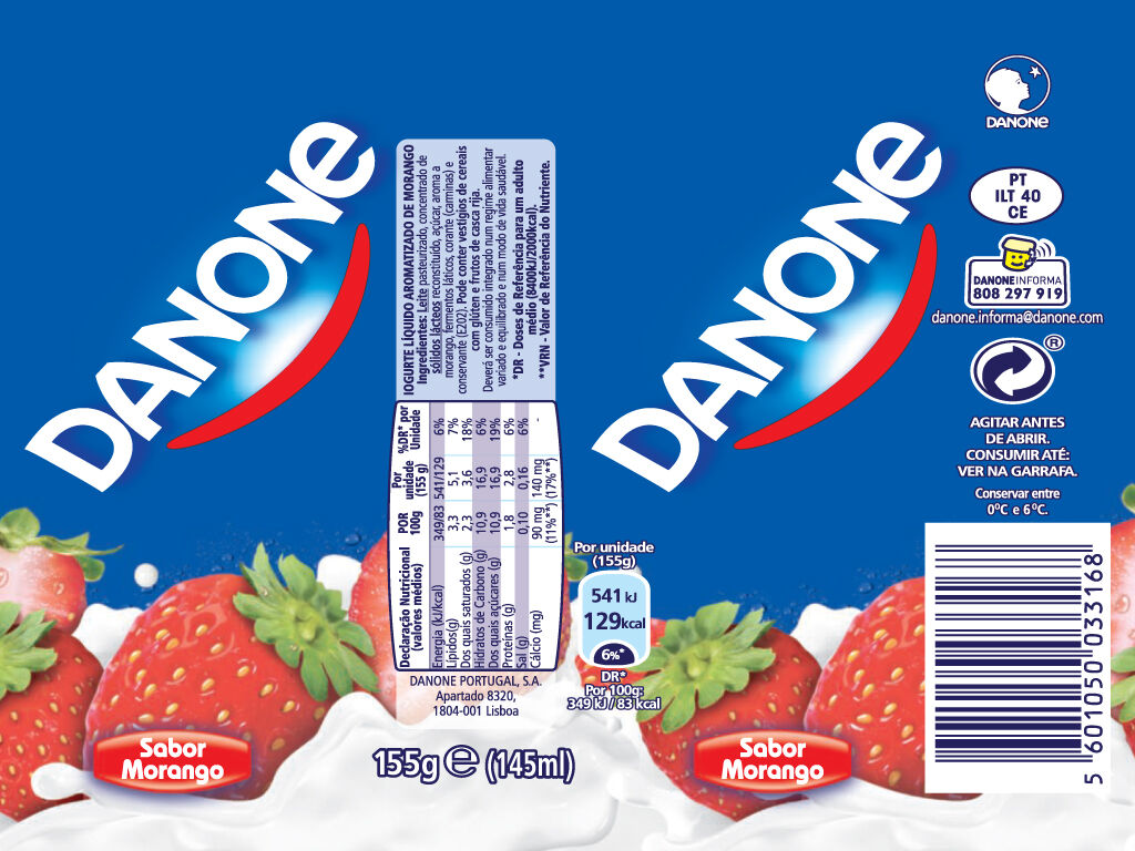 Iogurte Danone Líquido Morango 4x155g | Auchan