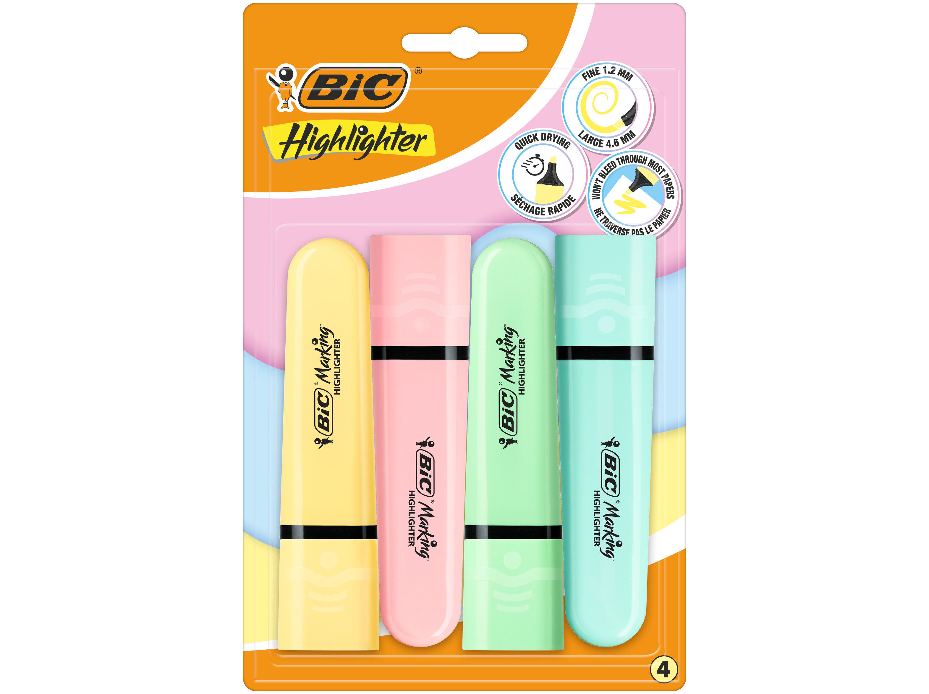 Sublinhadores Bic Pastel Cores Sortidas 4 Unidades | Auchan