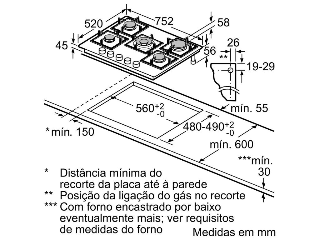 Placa A Gás Natural Siemens Ep7a6qb90 5 Queimadores 75.2cm Preto | Auchan