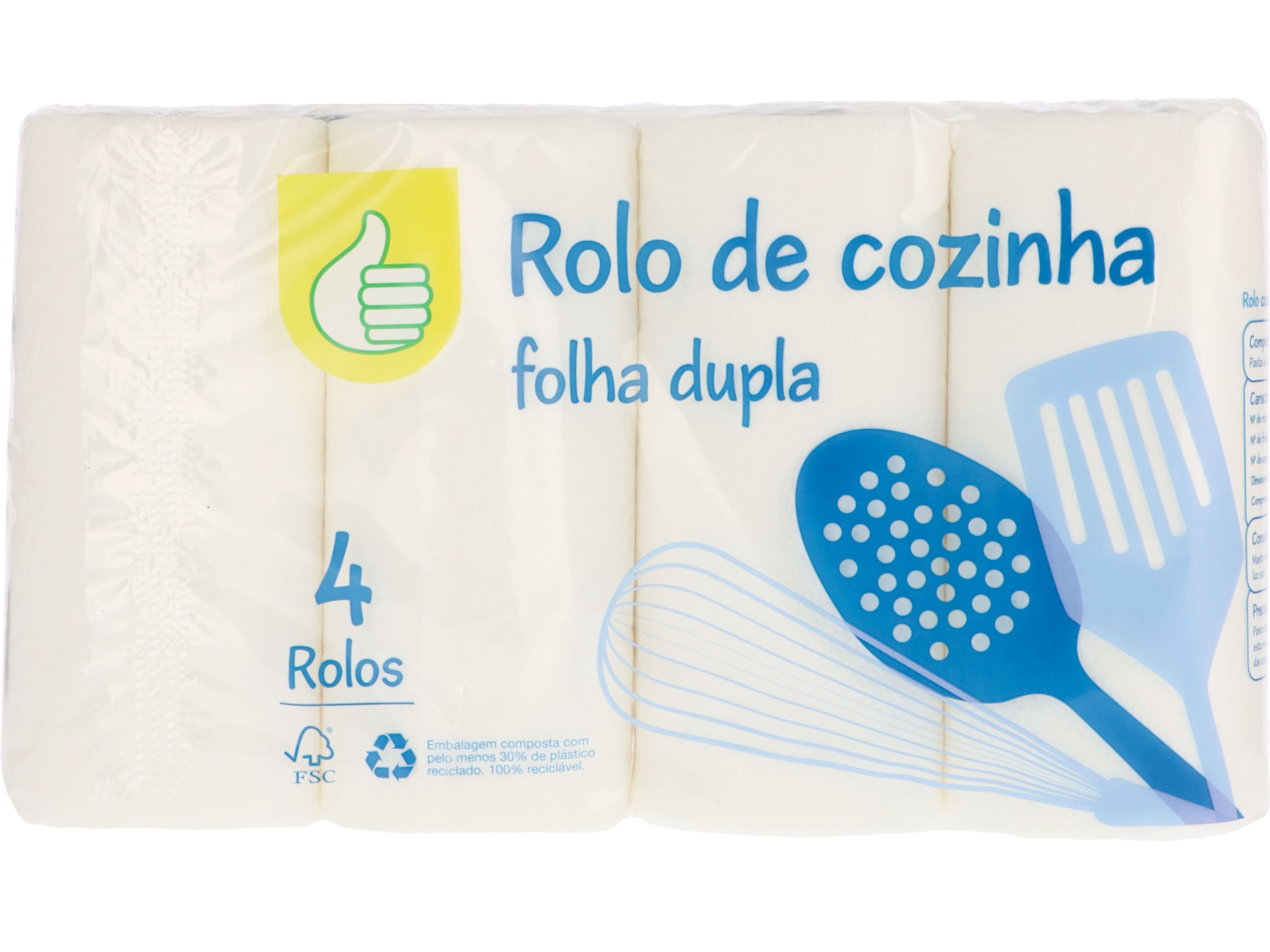 Rolo Cozinha Polegar Folha Dupla 4 Rolos | Auchan