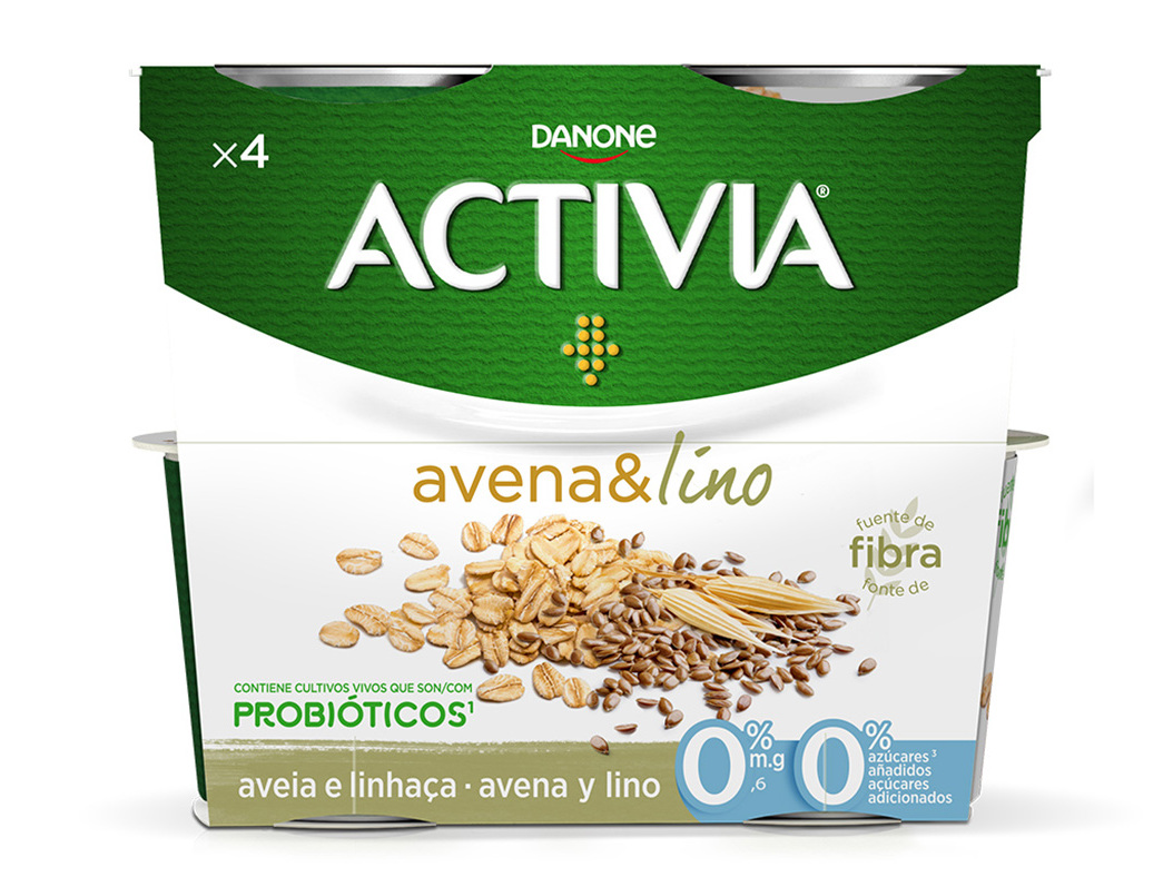 Iogurte Bifidus Activia 0% Aveia E Linhaça 4x120g | Auchan