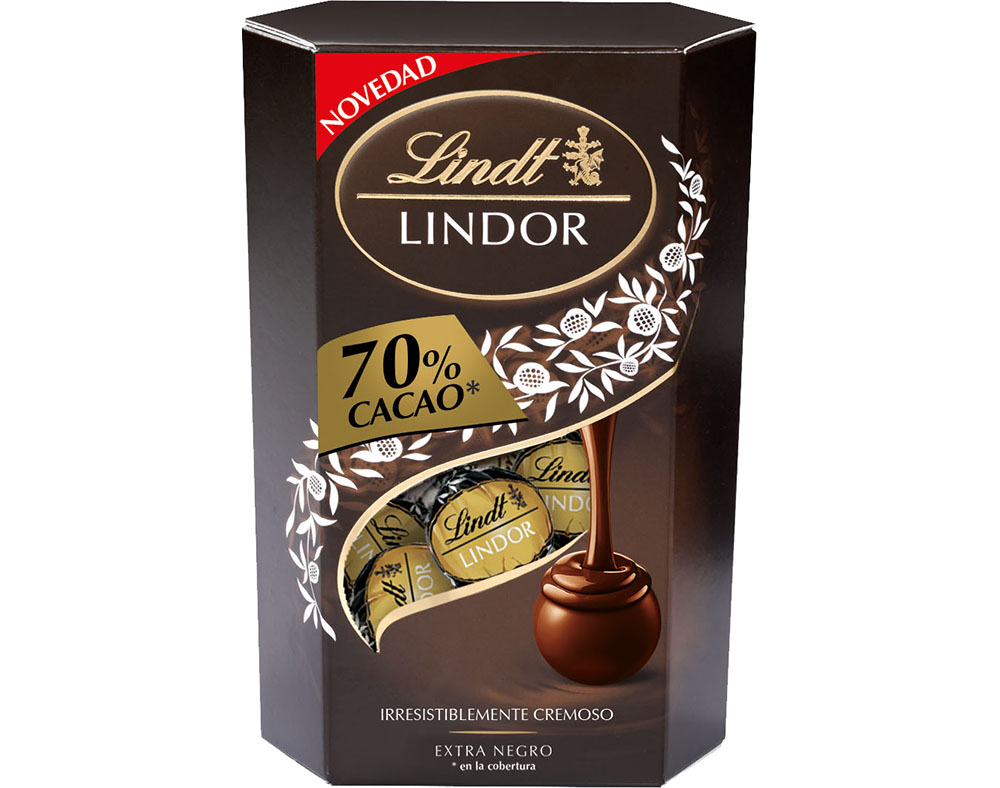 Bombons Lindt Lindor Cornet Negro 70% 200g | Auchan