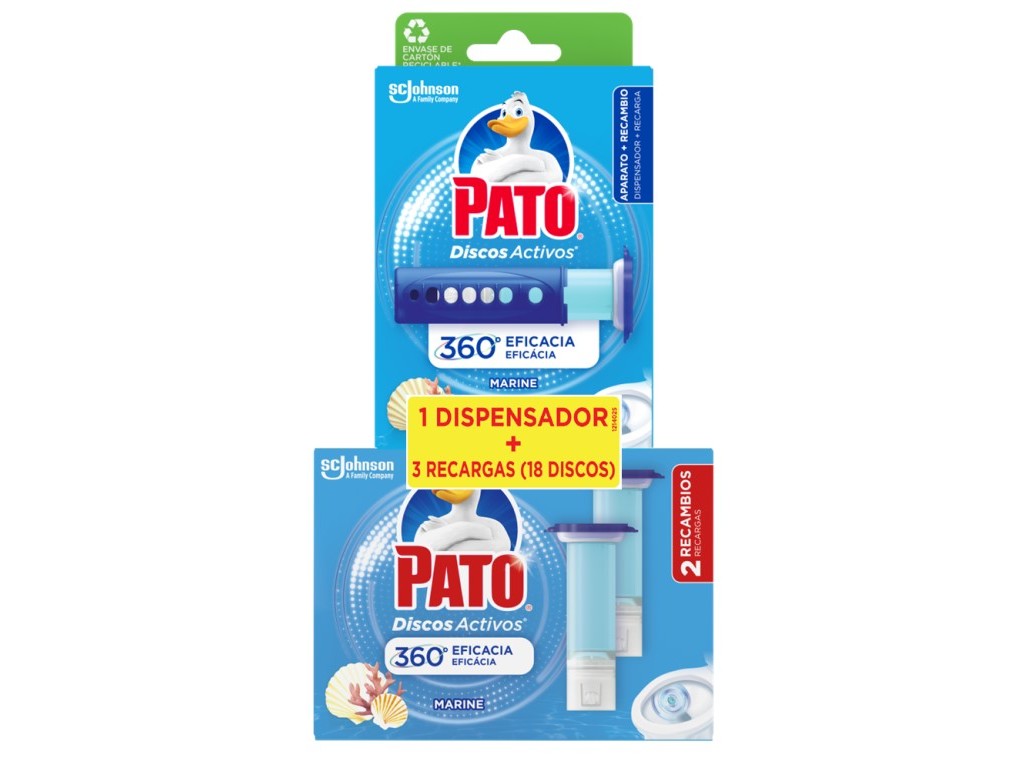 Bloco Sanitário Discos Pato Aparelho + 3 Recargas Marine 3x36ml | Auchan