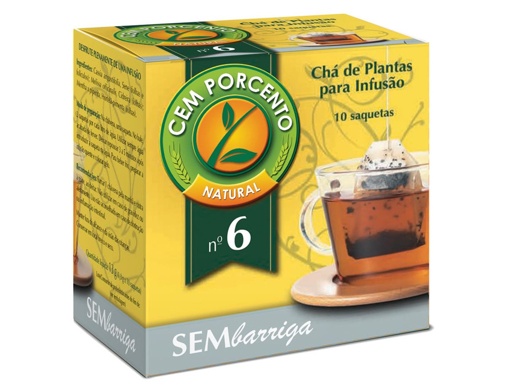 Chá Cem Porcento Nº6 Sem Barriga 10 Saquetas | Auchan