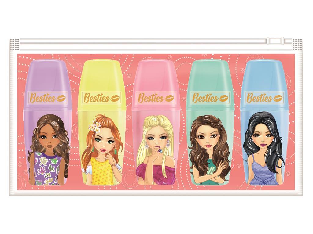Sublinhadores Besties Marcadores Mini Em Bolsa | Auchan