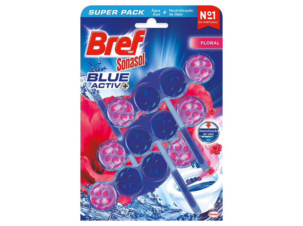 Bloco Bref Sonasol Sanitário Wc Blue Active Floral 3x50g | Auchan