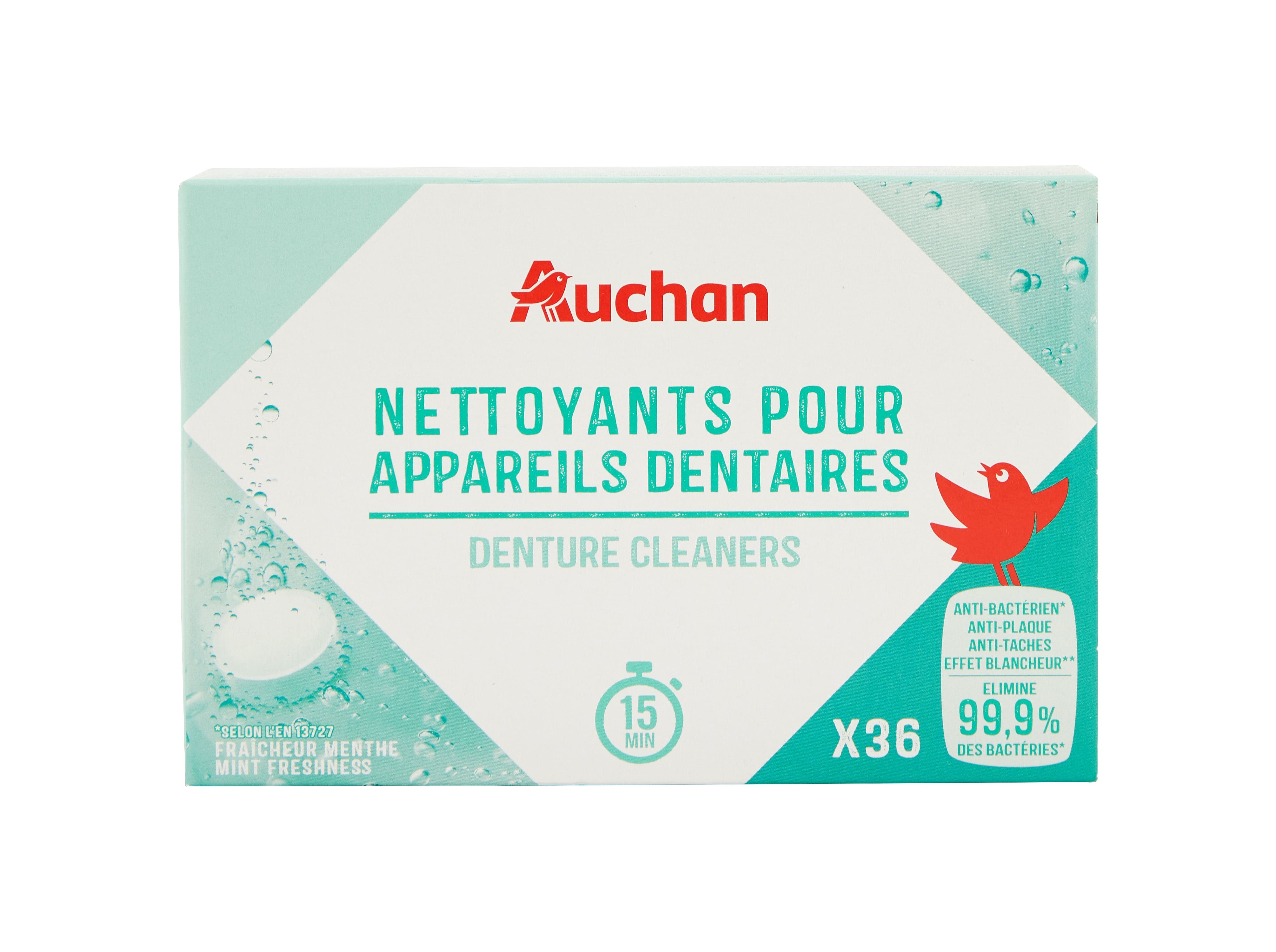 Pastilhas Auchan Próteses Dentária Antibactérias 36un | Auchan