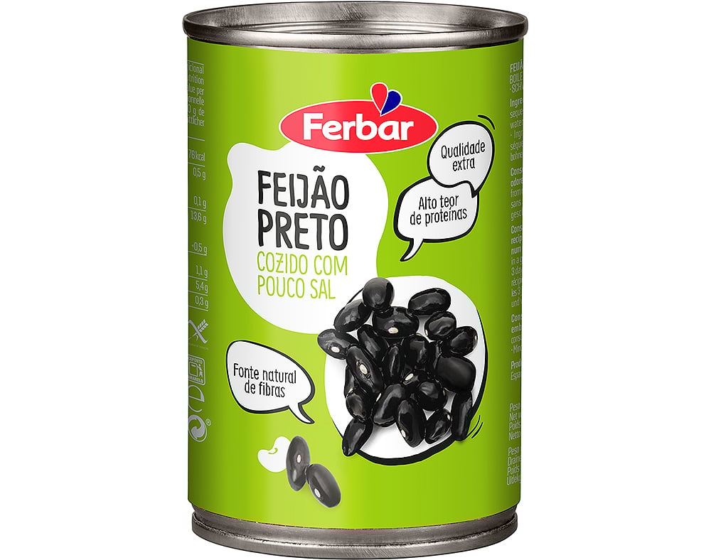 Feijão Preto Ferbar Lata 410(260)g | Auchan