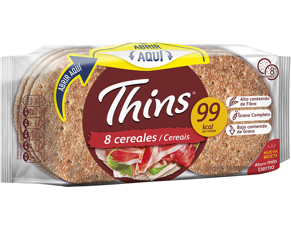 Pão Thins Redondo Sandwich 8 Cereais 310g | Auchan