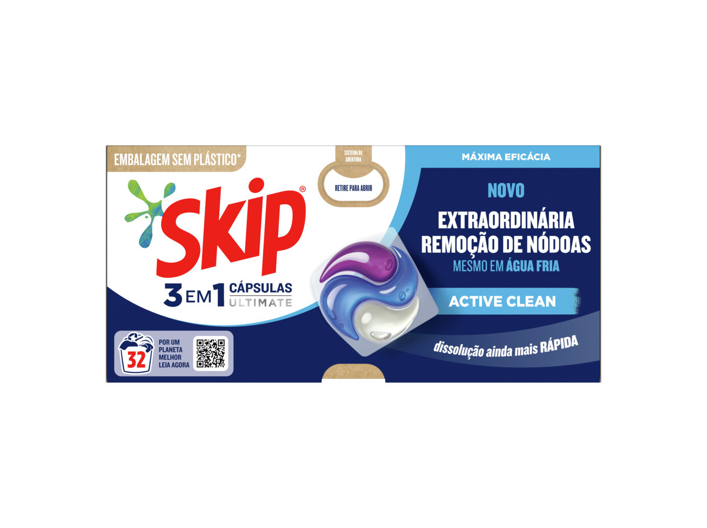 Detergente Roupa Máquina Cápsulas Skip Ultimate Active Clean Embalagem ...