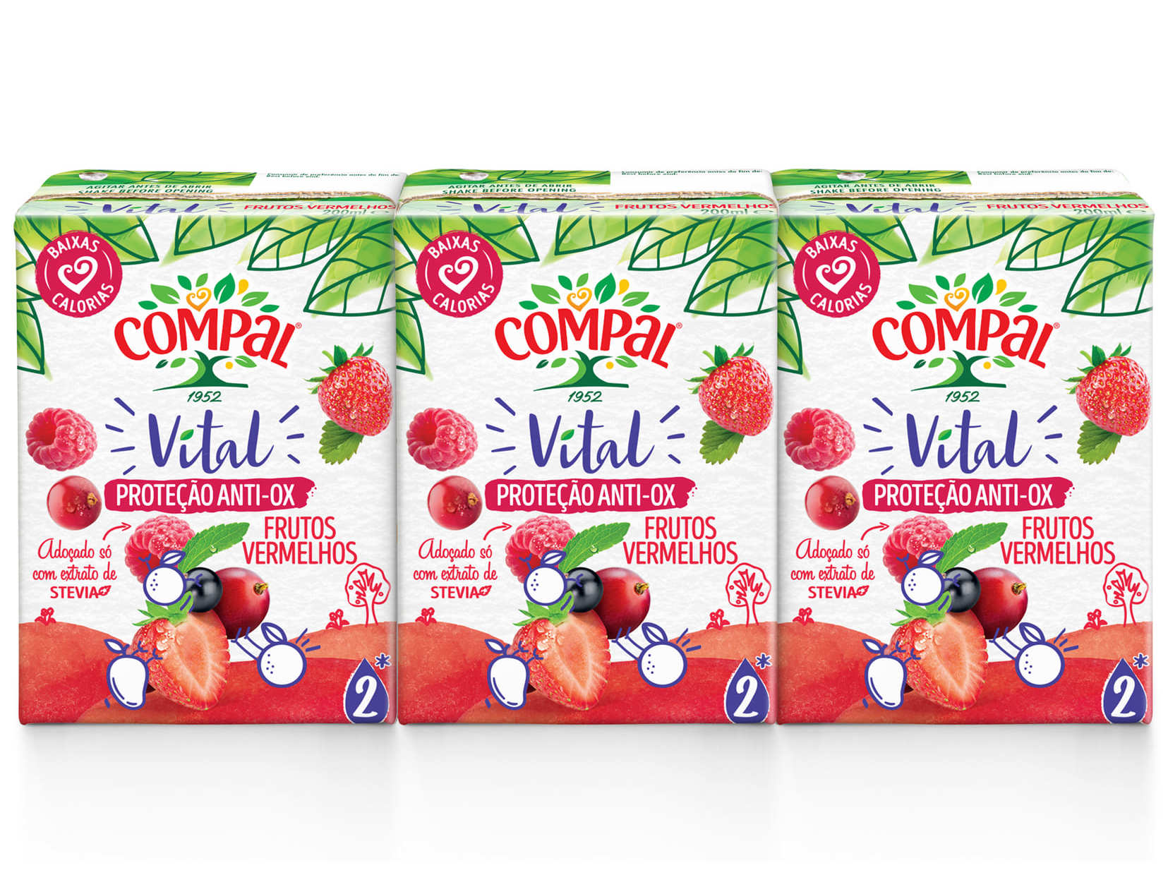 Néctar Compal Vital Frutos Vermelhos Tetra 3x0.20l | Auchan