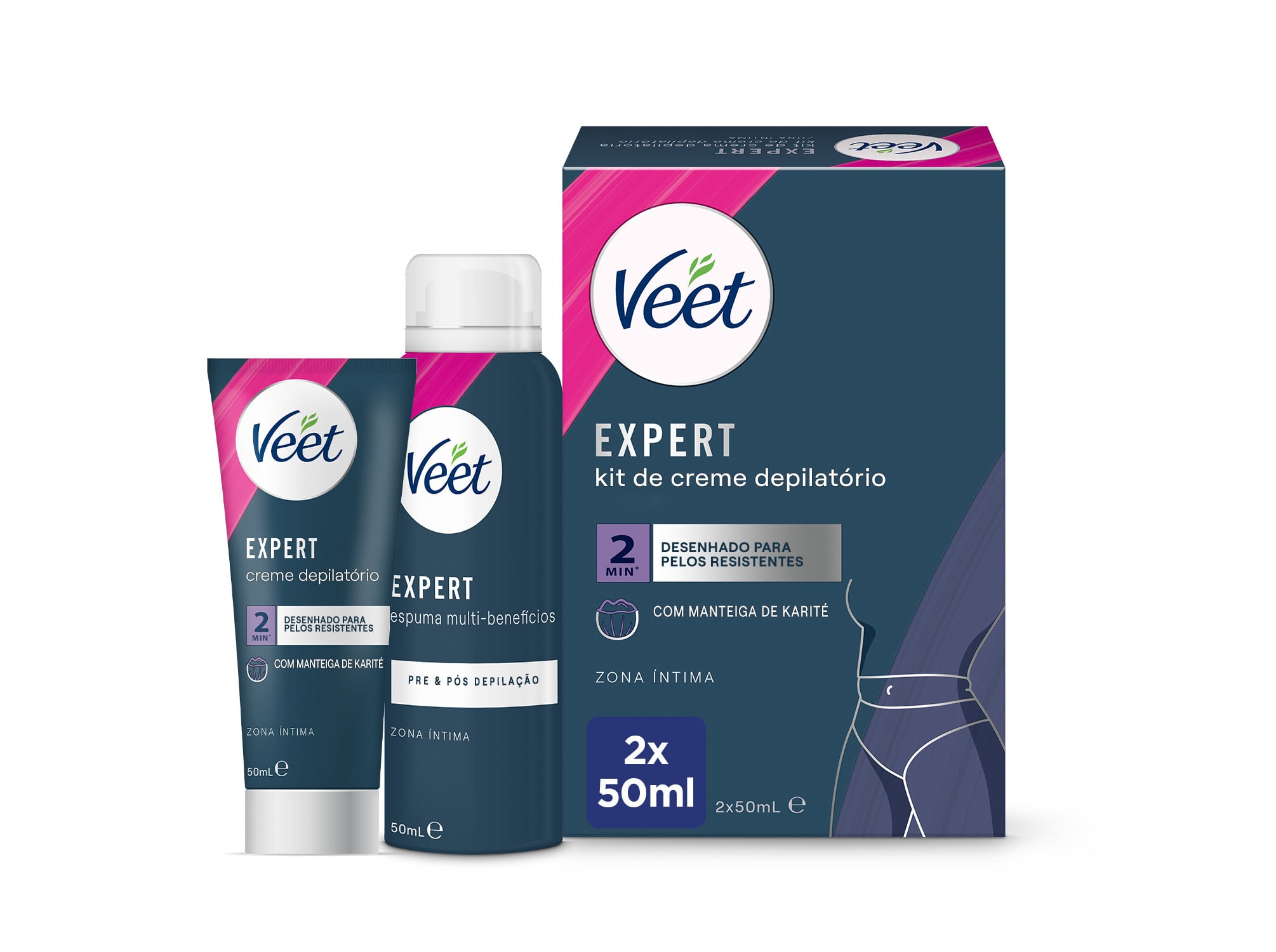 Creme Depilatório Veet Expert Kit Zona Bikini 50+50ml | Auchan