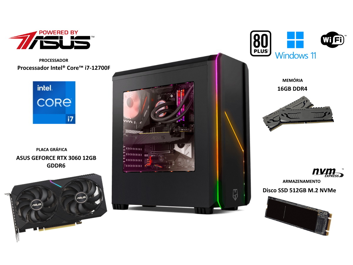 POWERED BY ASUS Desktop powered by asus 231536 (intel i7-12700f/16gb ...